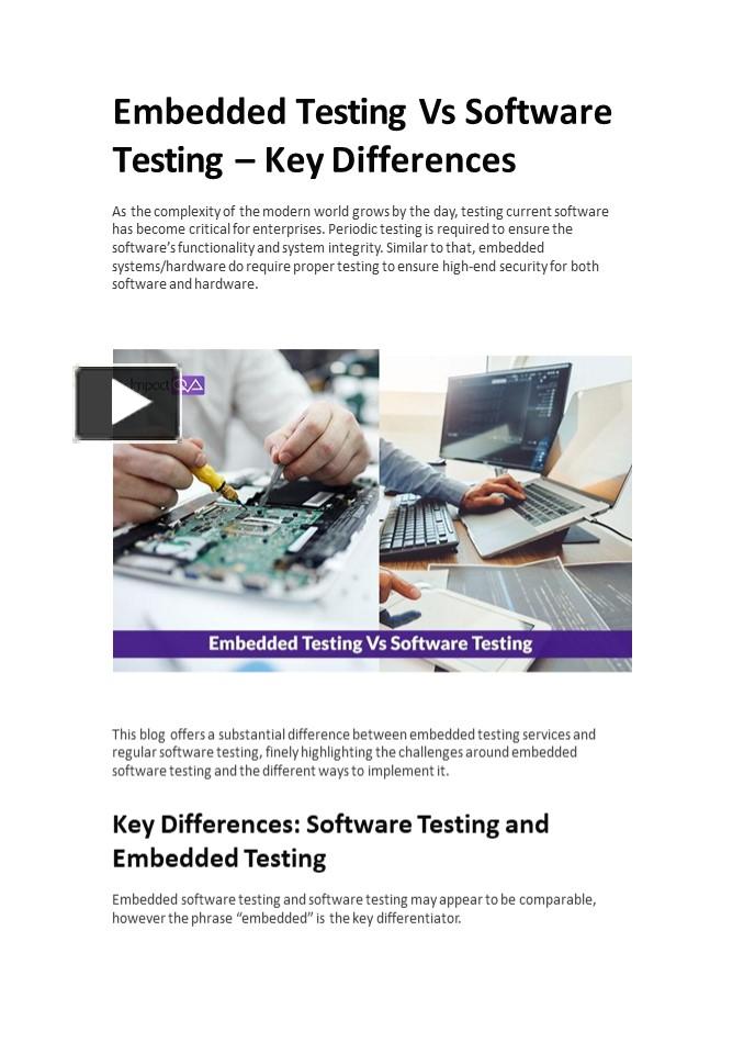 Ppt Embedded Testing Vs Software Testing Key Differences Powerpoint 0914