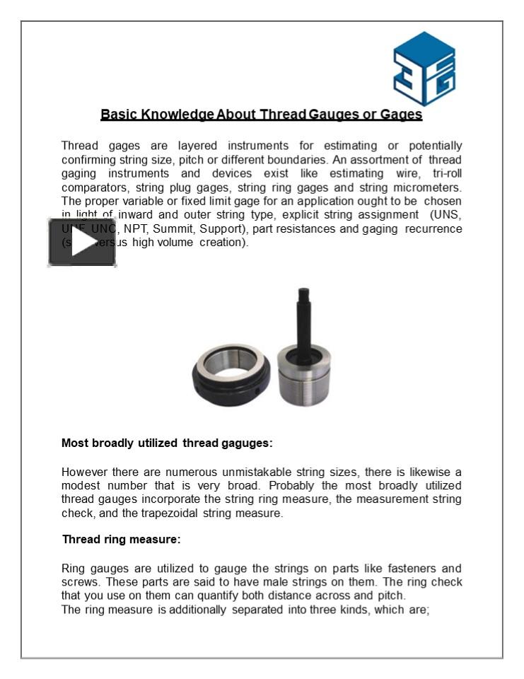 Basic Knowledge About Thread Gauges or Gages presentation | free to download