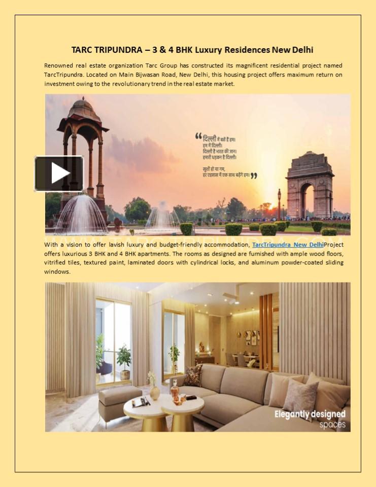 PPT – TARC TRIPUNDRA – 3 & 4 BHK Luxury Residences New Delhi PowerPoint presentation | free to ...
