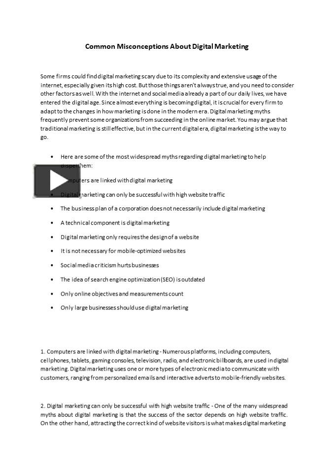 Common Misconceptions About Digital Marketing presentation | free to download
