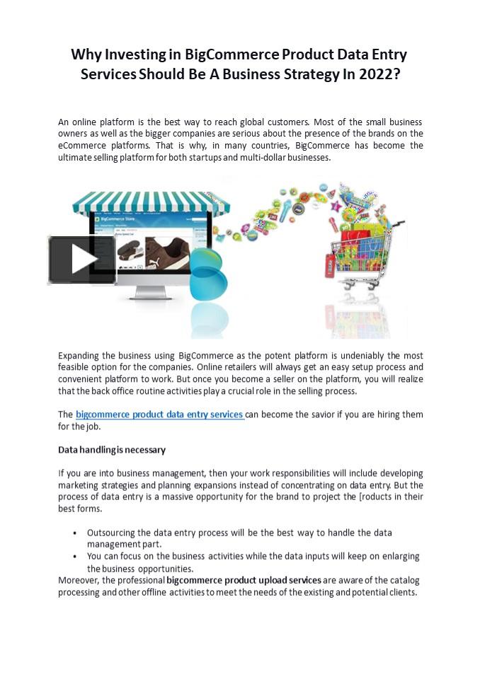 Why Investing In Bigcommerce Product Data Entry Services Should Be A Business Strategy In 2022