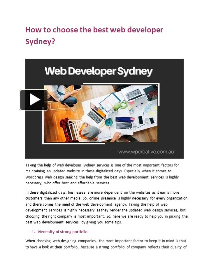 How to choose the best web developer Sydney? presentation | free to download