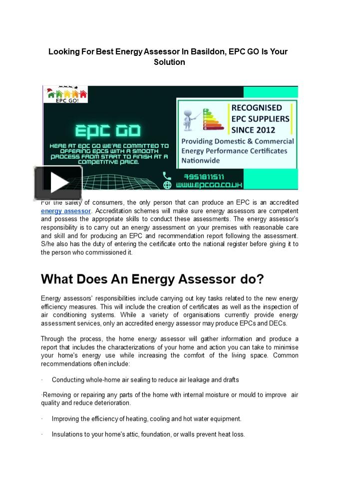 PPT – Looking For Best Energy Assessor In Basildon, EPC GO Is Your Solution PowerPoint ...