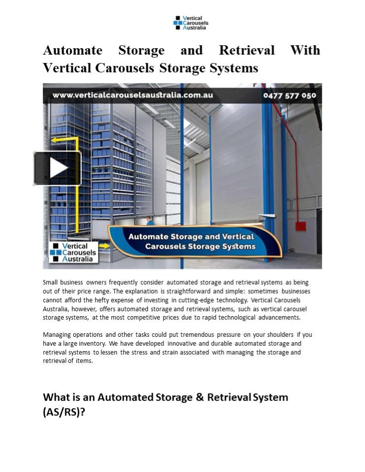 PPT – Automate Storage and Retrieval With Vertical Carousels Storage Systems PowerPoint ...