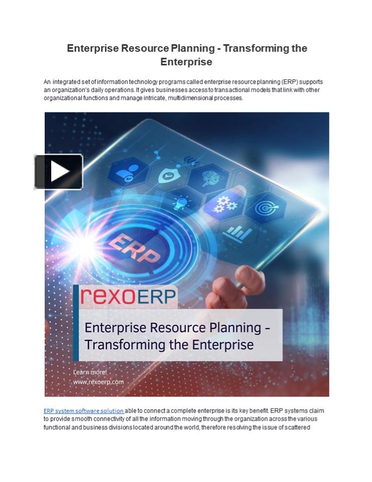 Enterprise Resource Planning - Transforming the Enterprise presentation | free to download