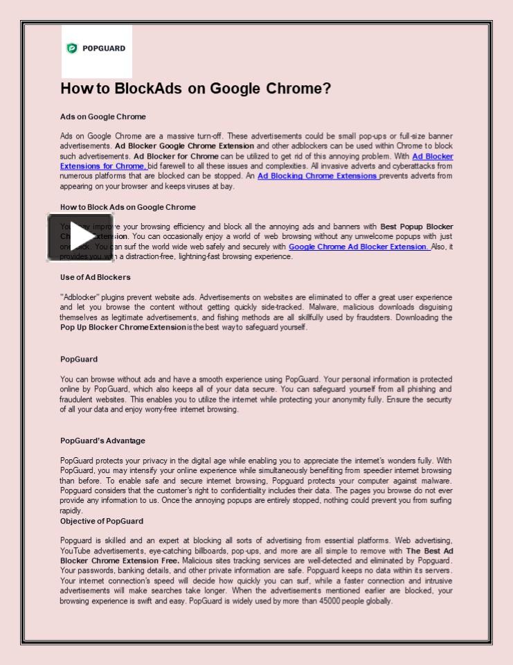 How to BlockAds on Google Chrome? presentation | free to download