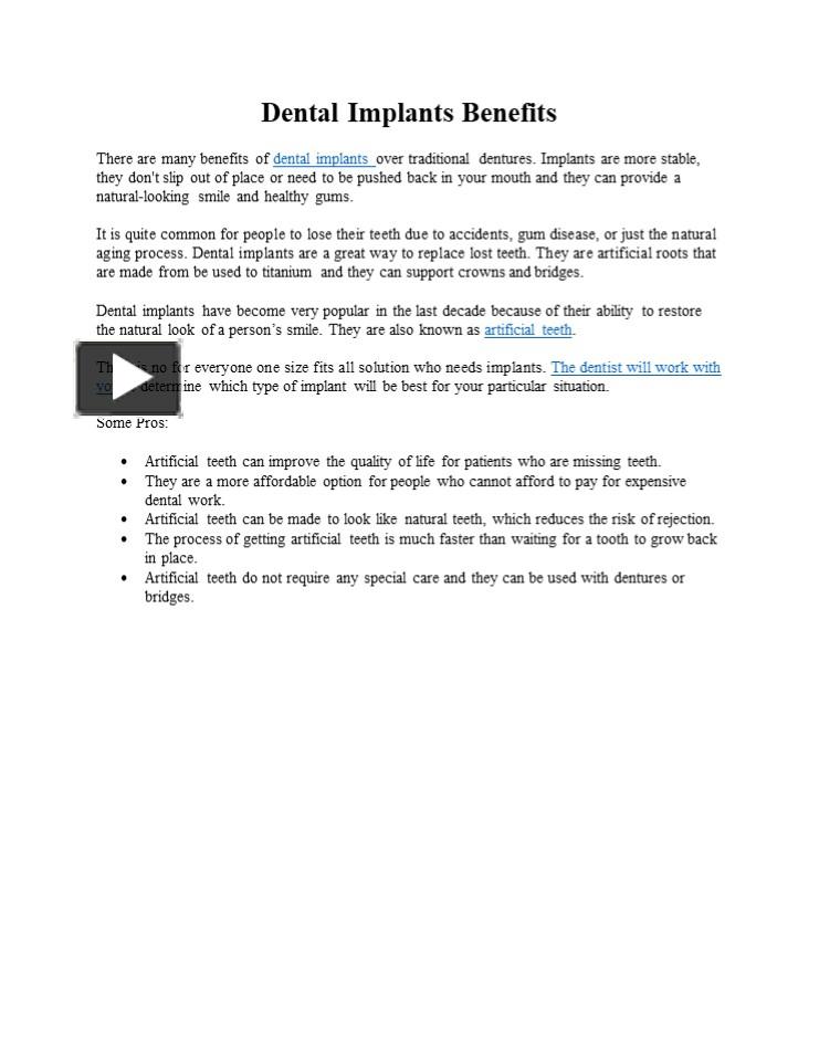 PPT – Dental Implant Benefits PowerPoint presentation | free to download - id: 95b0bb-NmIyZ