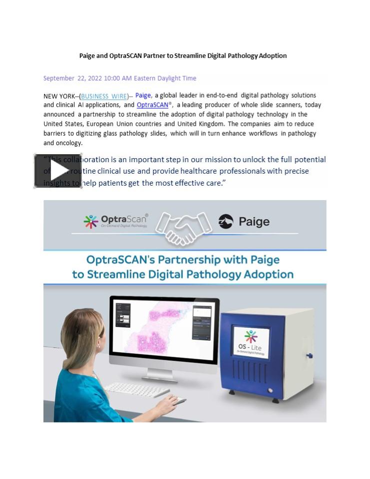 OptraSCAN's Partnership with Page To Streamline Digital Pathology ...