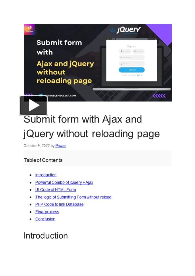 Ppt Submit Form With Ajax And Jquery Without Reloading Page 2943