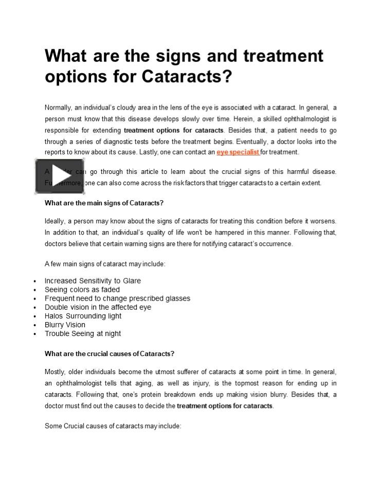 PPT – What are the signs and treatment options for Cataracts ...