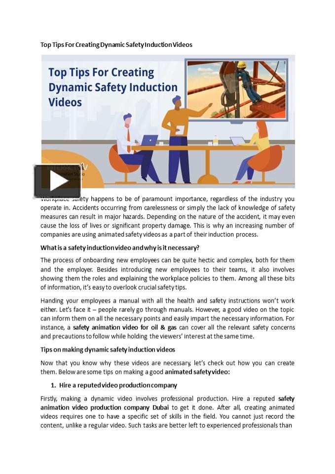 PPT – Top Tips For Creating Dynamic Safety Induction Videos PowerPoint presentation | free to ...