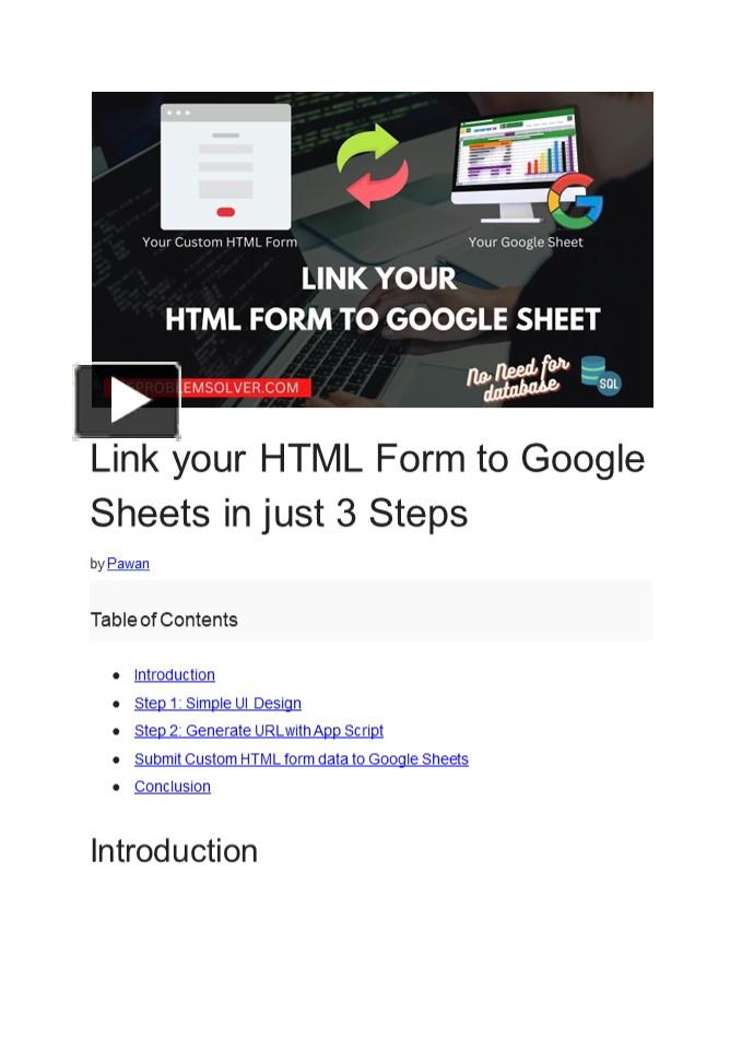 PPT – Link your HTML Form to Google Sheet in just 3 Steps PowerPoint presentation | free to ...