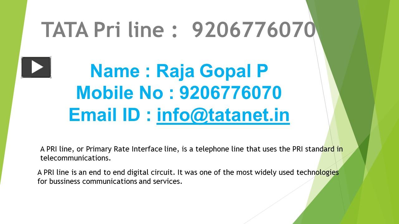 PPT – TATA Pri Line: 9206776070 | 9902420304. PowerPoint presentation | free to download - id ...