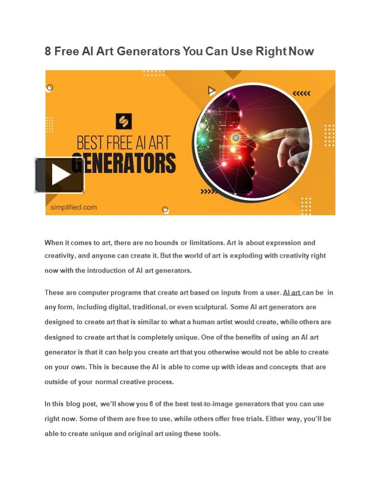 8 Free AI Art Generators You Can Use Right Now presentation | free to ...