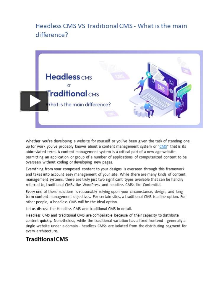 Headless CMS VS Traditional CMS - What is the main difference? presentation | free to download