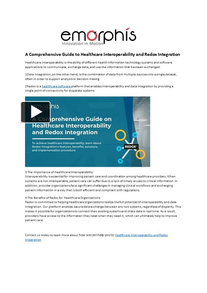 A Comprehensive Guide to Healthcare Interoperability and Redox Integration presentation | free ...