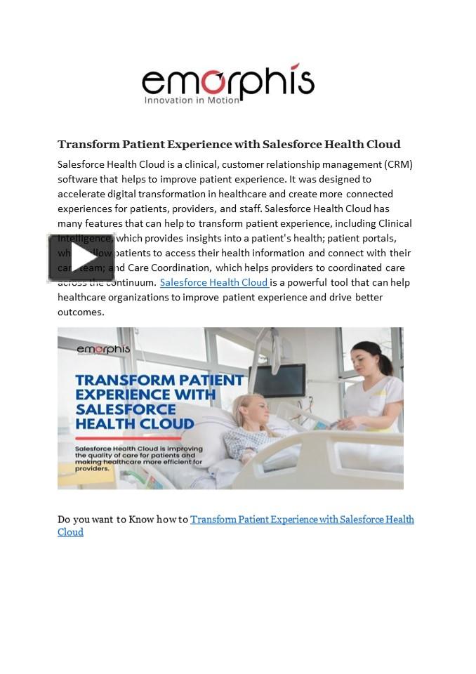 PPT – Transform Patient Experience with Salesforce Health Cloud PowerPoint presentation | free ...
