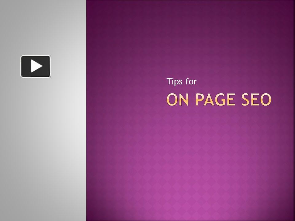 On Page SEO presentation | free to download