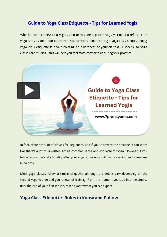 Guide to Yoga Class Etiquette – Tips for Learned Yogis presentation | free to download