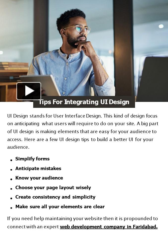 Tips For Integrating UI Design presentation | free to download