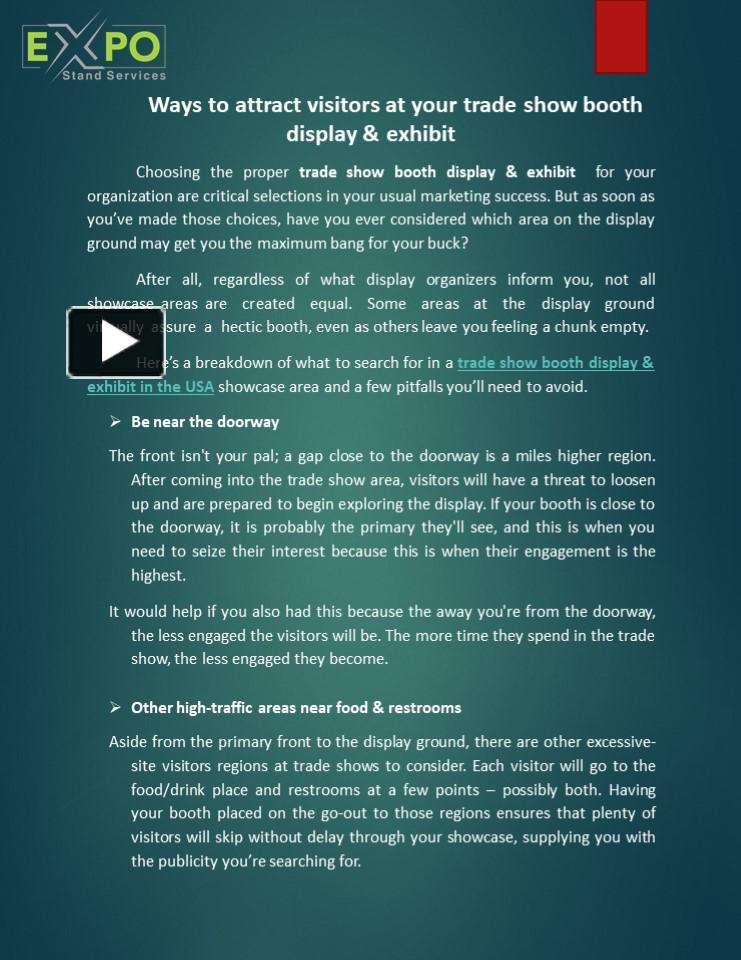 PPT – Trade show booth display & exhibit PowerPoint presentation | free to download - id: 95c965 ...