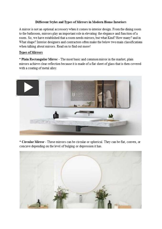 PPT – Different Styles and Types of Mirrors in Modern Home Interiors ...
