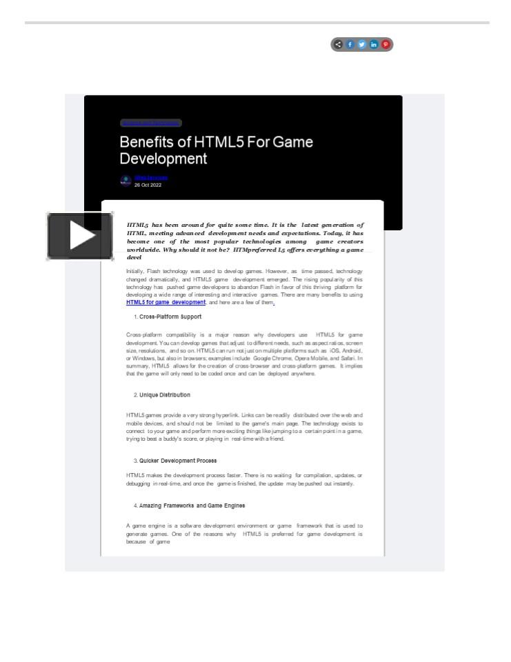 Ppt Benefits Of Html5 For Game Development Powerpoint Presentation Free To Download Id 