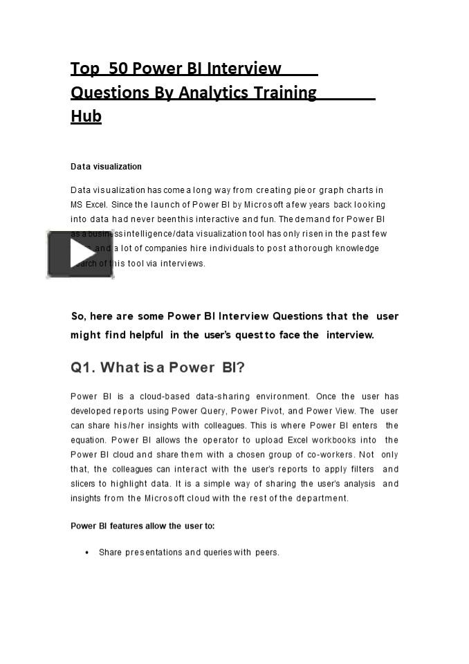 PPT – Top 50 Power BI Interview Questions PowerPoint presentation | free to download - id ...