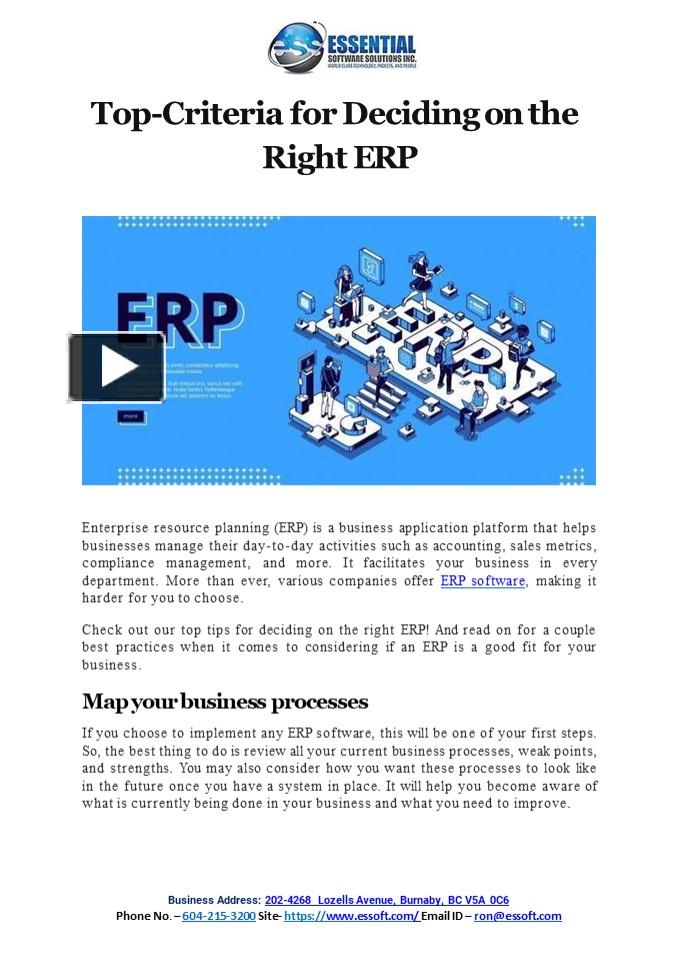 PPT – Top-Criteria for Deciding On the Right ERP PowerPoint presentation | free to download - id ...