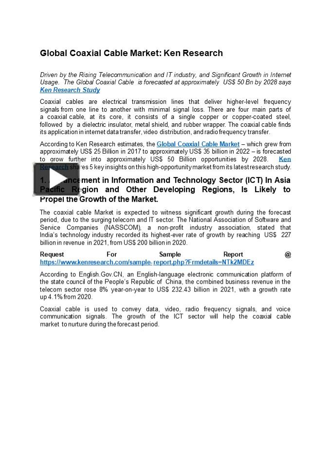 PPT – Global Coaxial Cable Market - Ken Research PowerPoint presentation | free to download - id ...