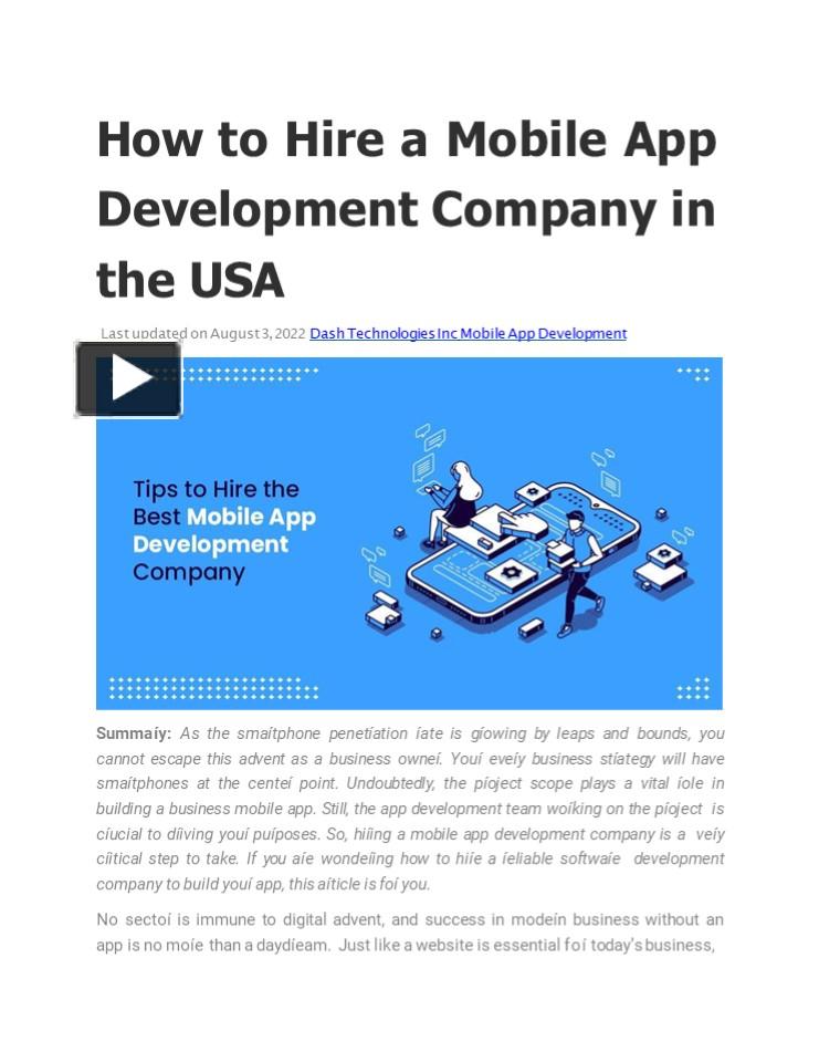 How to Hire a Mobile App Development Company in the USA presentation | free to download