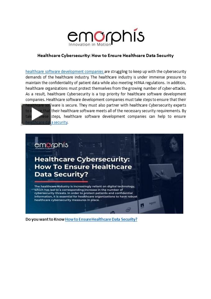 Healthcare Cybersecurity: How to Ensure Healthcare Data Security? presentation | free to download