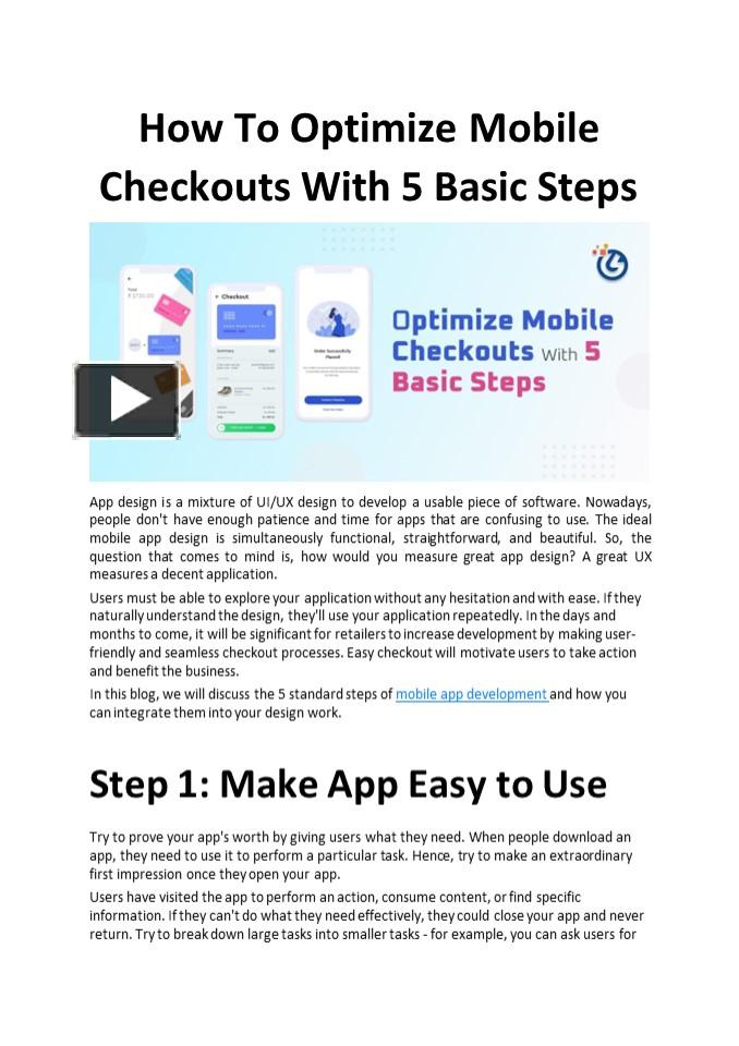 How To Optimize Mobile Checkouts With 5 Basic Steps presentation | free to download