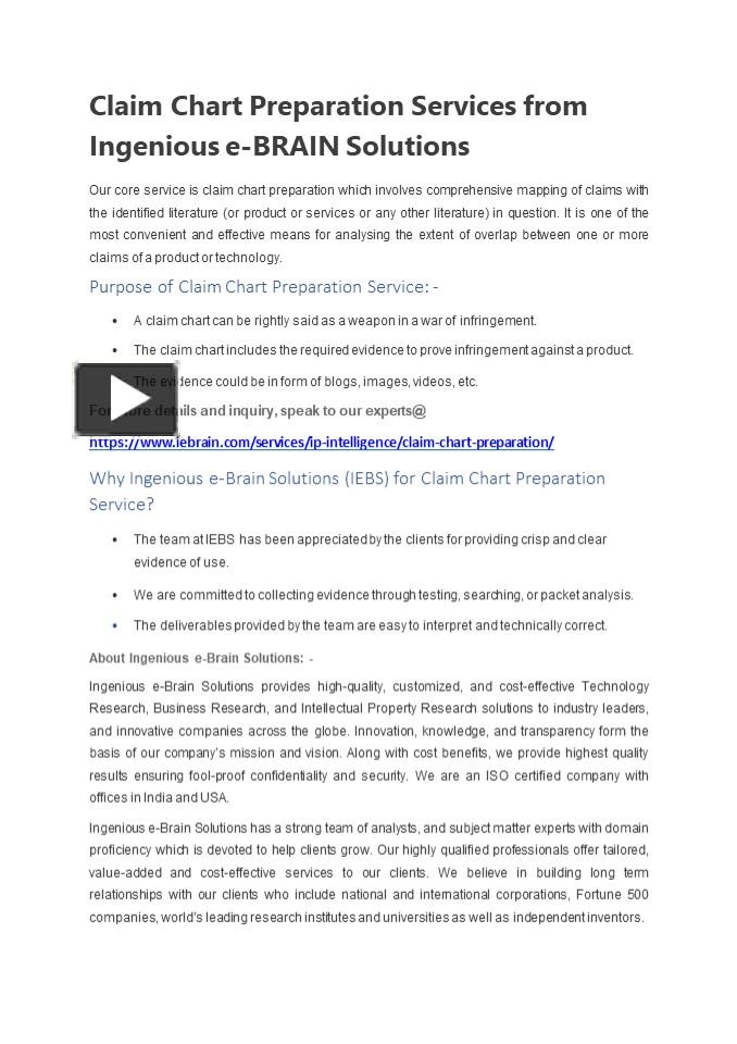 PPT – Claim Chart Preparation Services PowerPoint presentation | free to download - id: 95d862-MjNiM