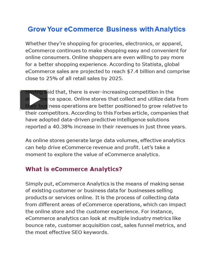 Grow Your eCommerce Business with Analytics presentation | free to download