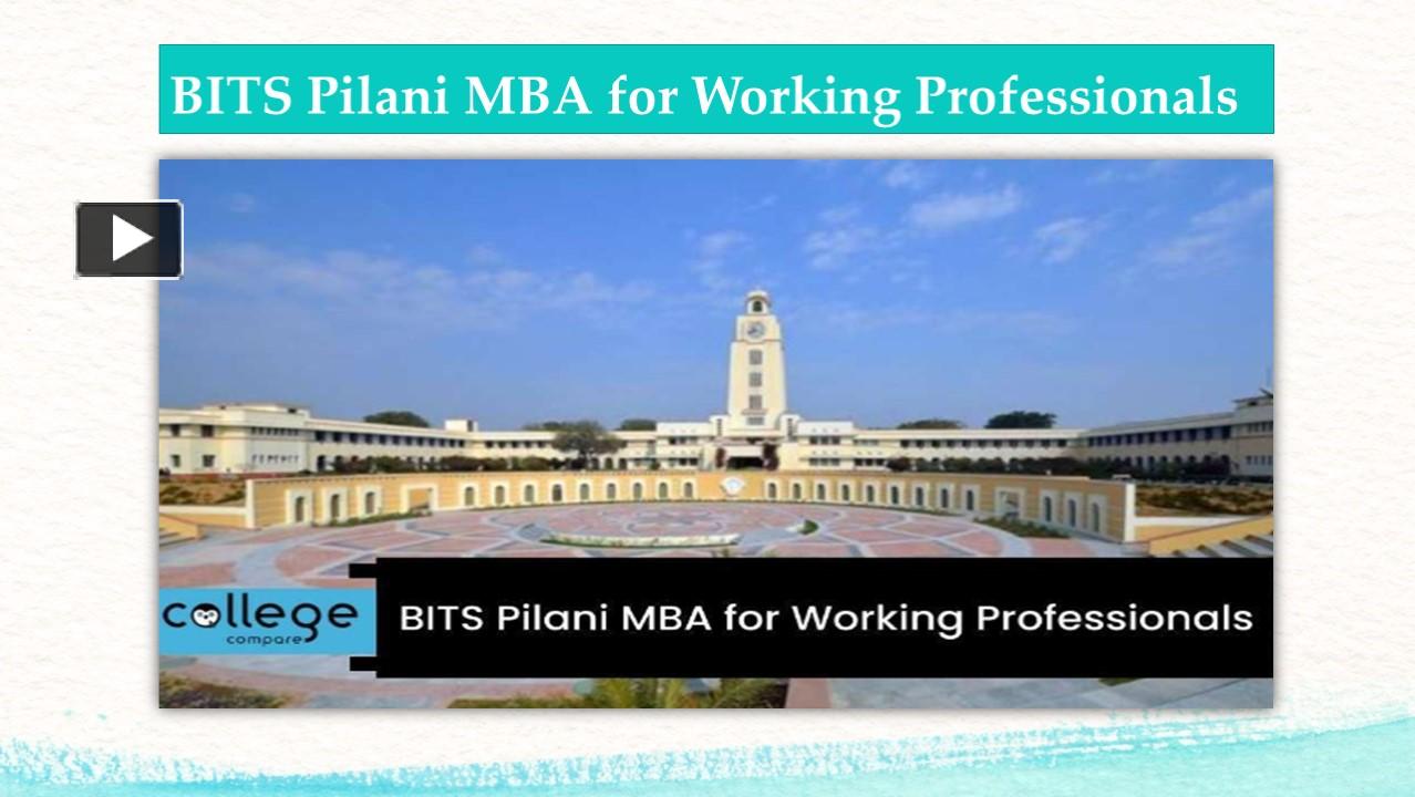 BITS Pilani MBA for Working Professionals presentation | free to download
