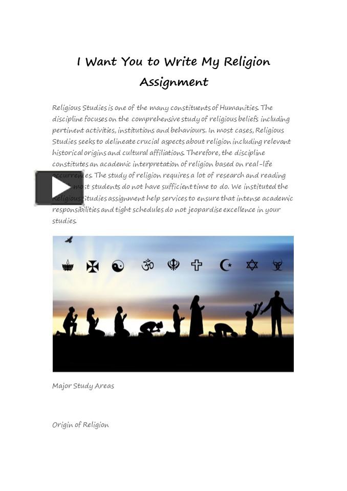 Religion Assignment Help @ Best Price | Top Quality Work presentation | free to download