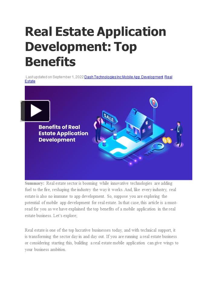Real Estate Application Development: Top Benefits presentation | free to download