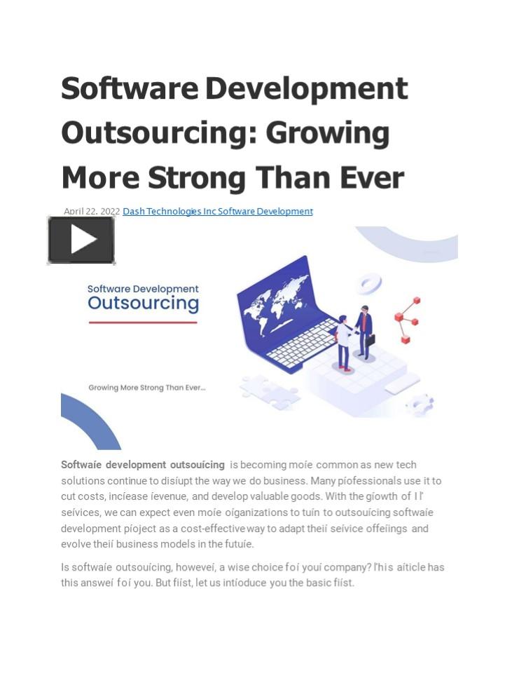 Software Development Outsourcing: Growing More Strong Than Ever presentation | free to download