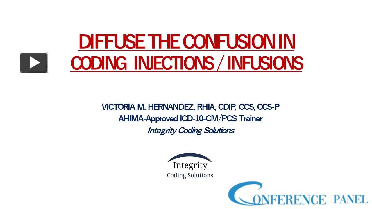 Ppt Diffuse The Confusion In Coding Injectionsinfusions Powerpoint