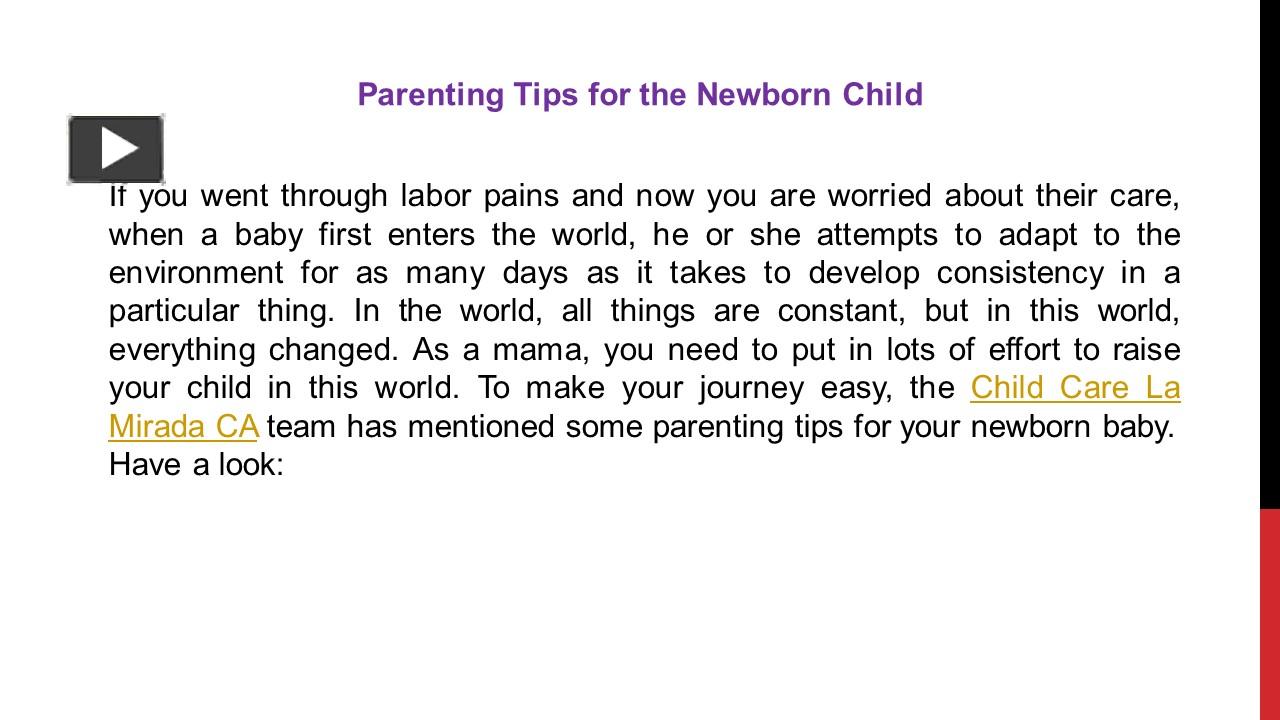Parenting Tips for the Newborn Child presentation | free to download