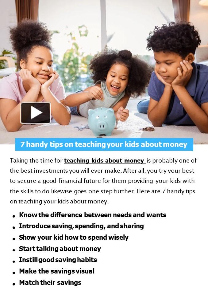 PPT – 7 handy tips on teaching your kids about money PowerPoint ...