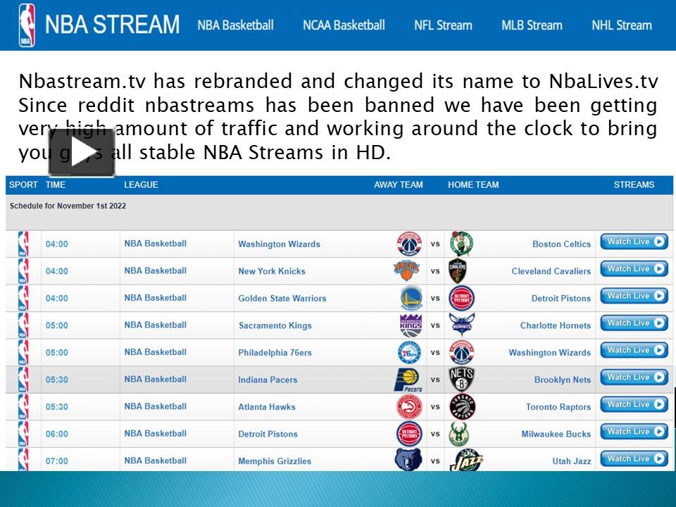 PPT – NBA LIVE SCHEDULE At NBA Streams PowerPoint presentation | free to download - id: 95f26f-MDk3Y