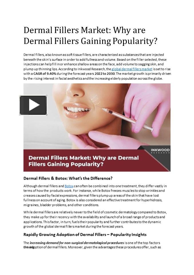 Dermal Fillers Market: Why are Dermal Fillers Gaining Popularity? presentation | free to download