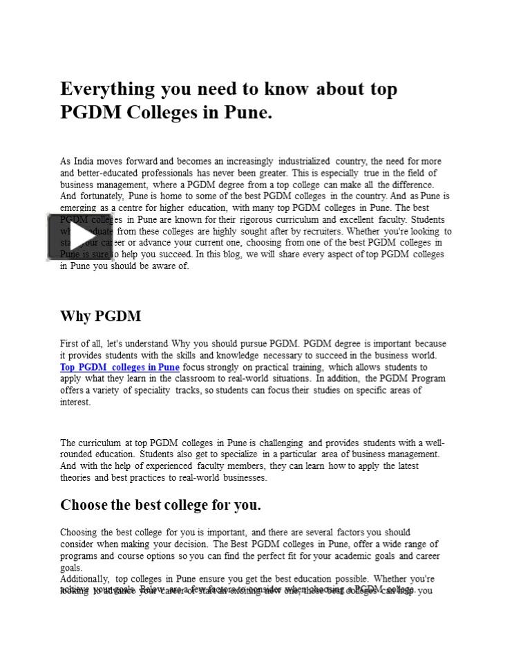 PPT – Everything you need to know about top PGDM Colleges in Pune | IIMS Pune (1) PowerPoint ...