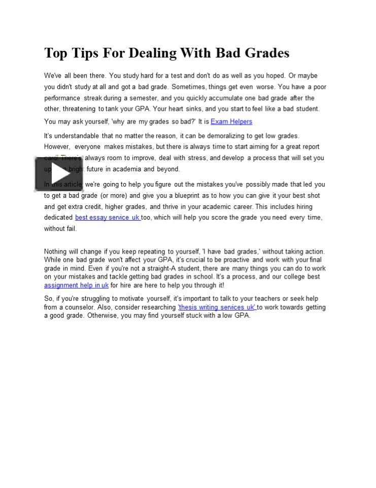Top Tips For Dealing With Bad Grades presentation | free to download