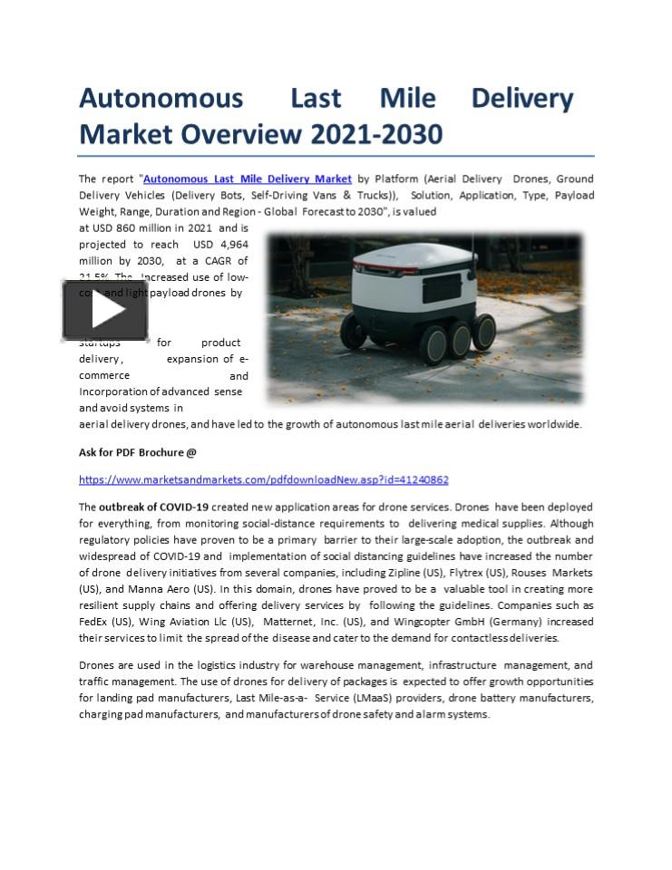 PPT – Autonomous Last Mile Delivery Market Overview 2021-2030 PowerPoint presentation | free to ...