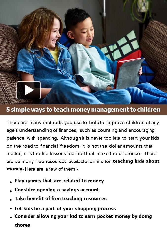 PPT – 5 simple ways to teach money management to children PowerPoint ...