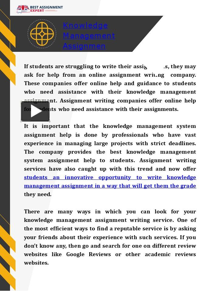 PPT – How to look for Knowledge Management Assignment Writing Services PowerPoint presentation ...