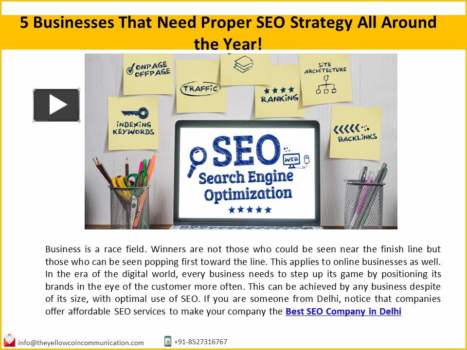 PPT – 5 Businesses That Need Proper SEO Strategy All Around the Year! PowerPoint presentation ...